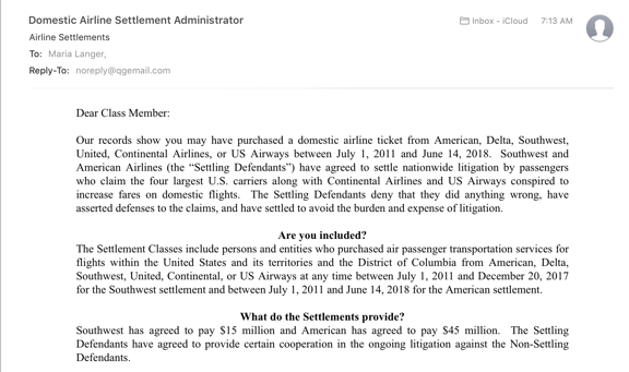 An Eclectic Mind - Airline Settlements Email ScamAn Eclectic Mind
